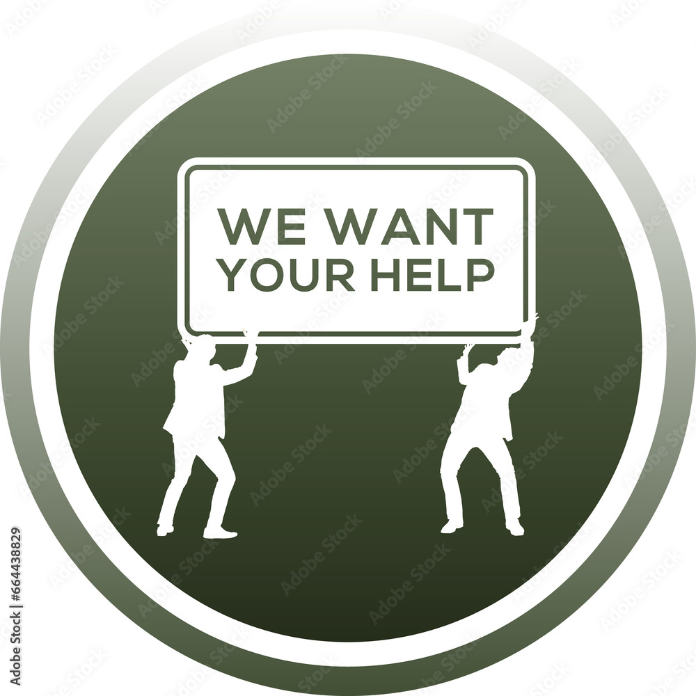 Digital png illustration of we want your help text on transparent ...