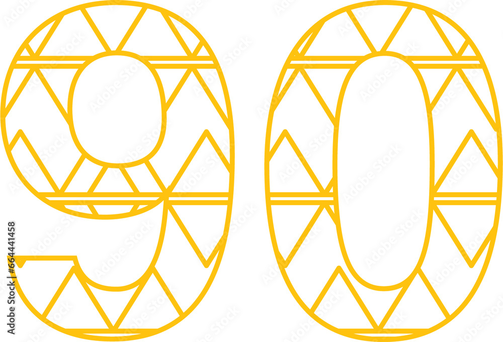 Digital png illustration of yellow 90 number on transparent background ...