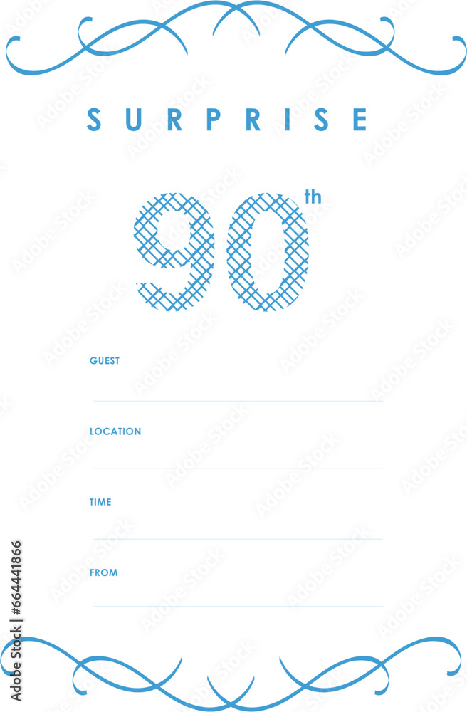 Digital png illustration of blue invitation for 90th birthday on ...