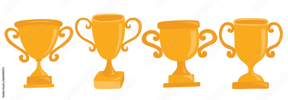 Simple cute trophy icon set isolated on white background. Stock Vector ...