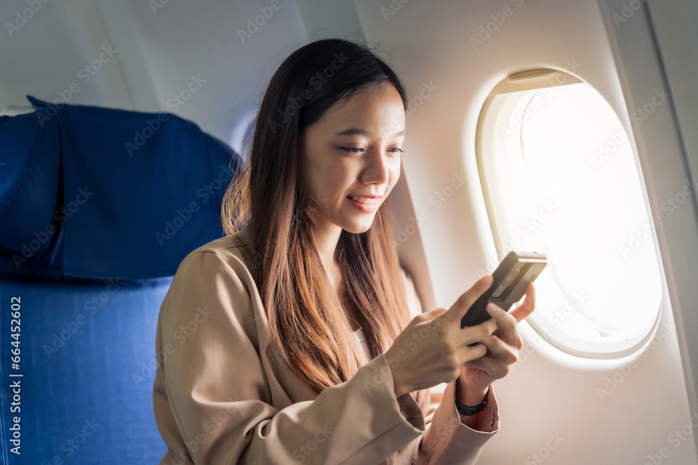 Female airplane passengers, study abroad, asian chinese people, foreign ...