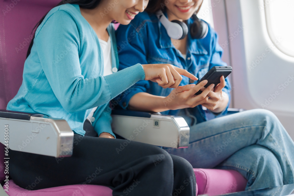 Female airplane passengers traveller asian chinese people airplane ...