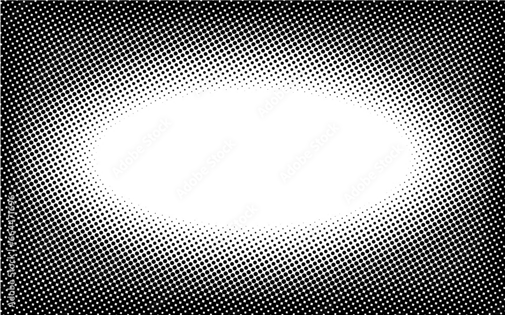 Horizontal oval frame gradient halftone dotted background. Dots texture ...