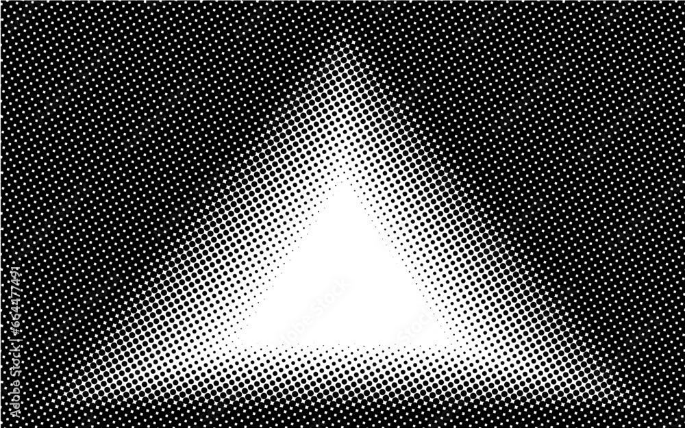 Horizontal triangle frame gradient halftone dotted background. Dots ...