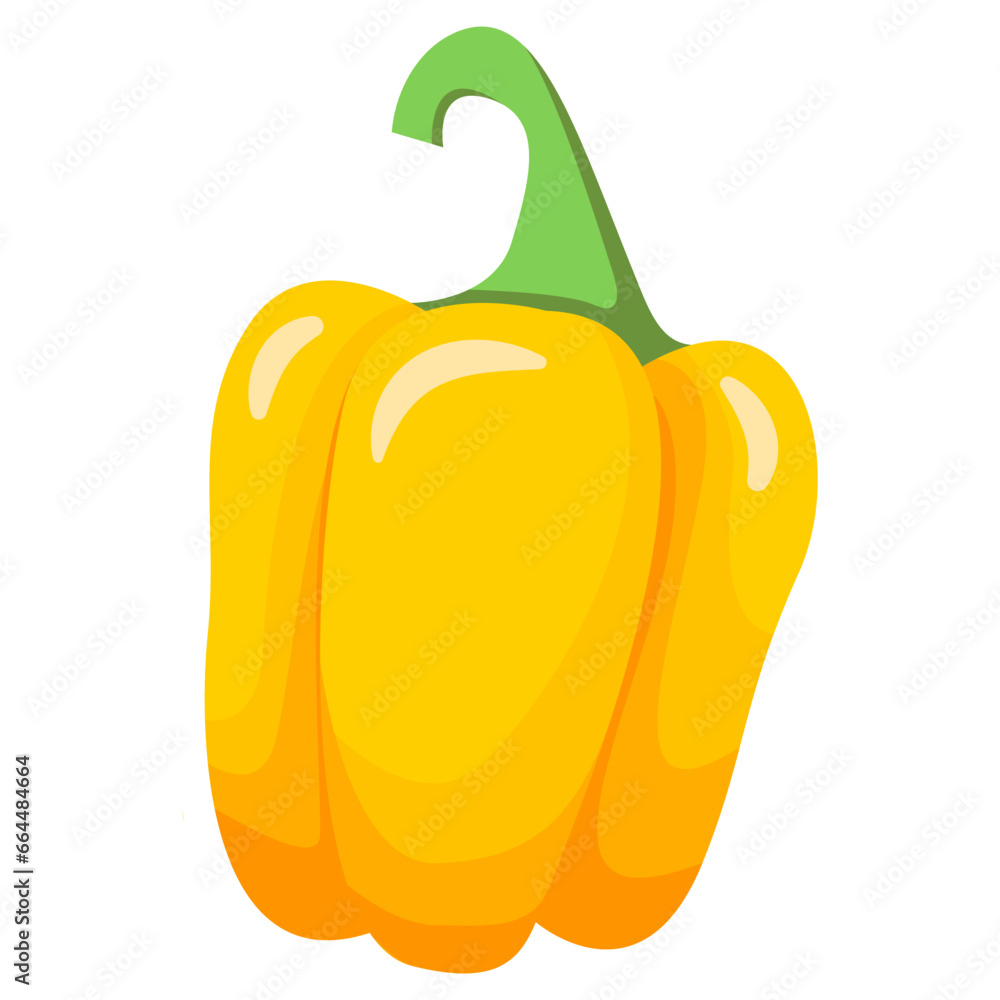 Sweet yellow bell pepper cartoon .Pepper paprika.Ripe harvest.Isolated ...