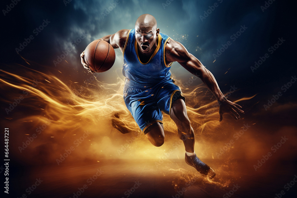 Basketball player demonstrates incredible power and skill, the court ...