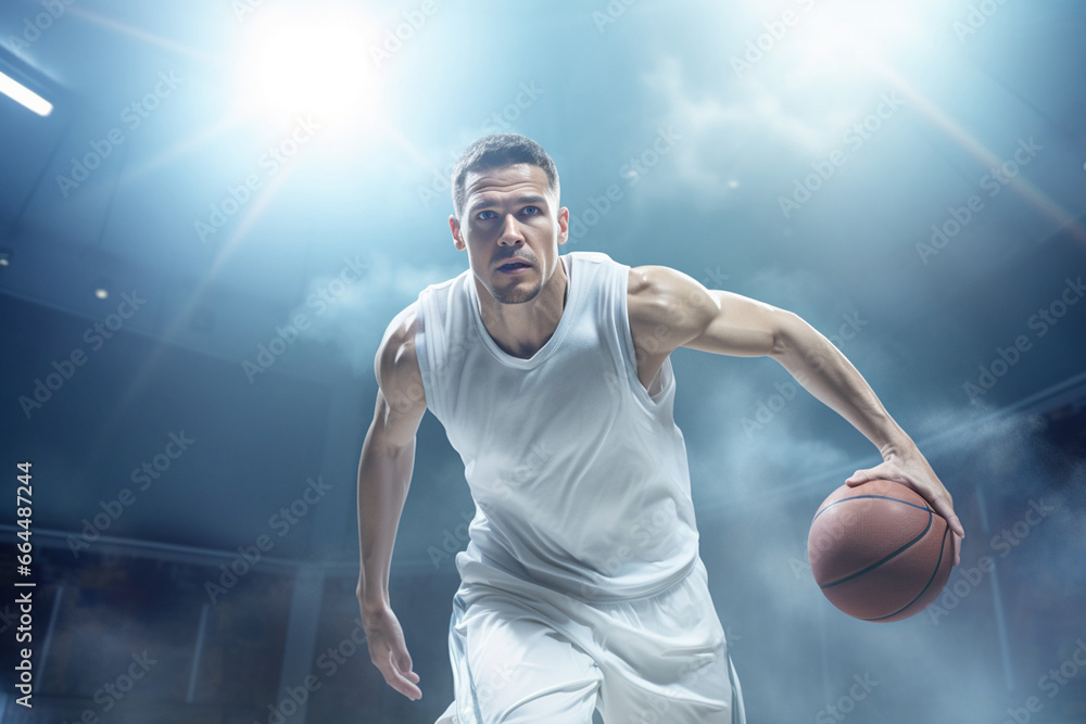 Basketball player demonstrates incredible power and skill, the court ...