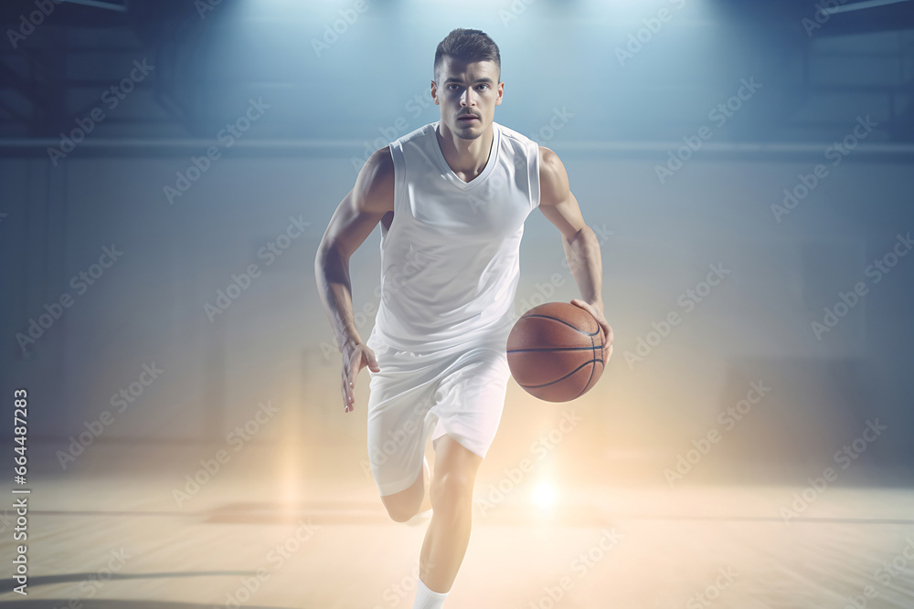 Basketball player demonstrates incredible power and skill, the court ...