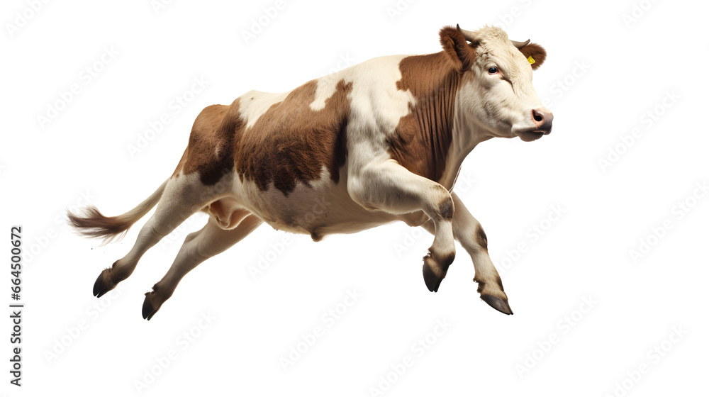 Happy cow jumping isolated on transparent background. Stock ...