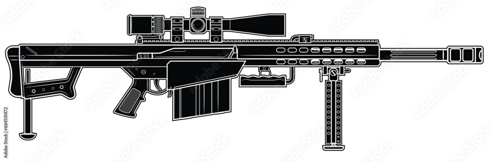Vector illustration of the Barret M82 semi-automatic anti-materiel ...