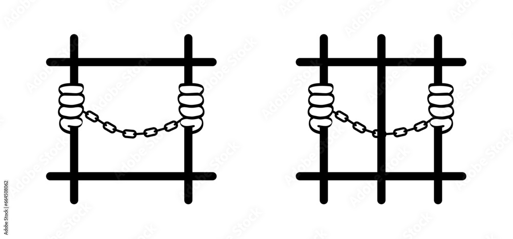 Prisoner, law enforcement and criminal justice sign. male hands in ...