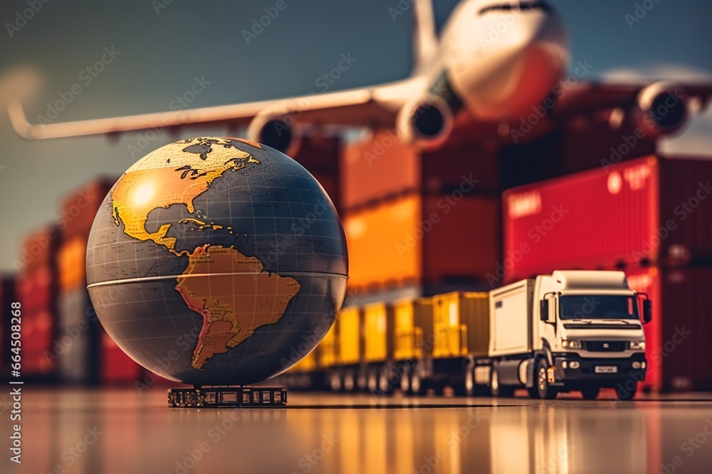 World logistics and international transportation concept. Container ...