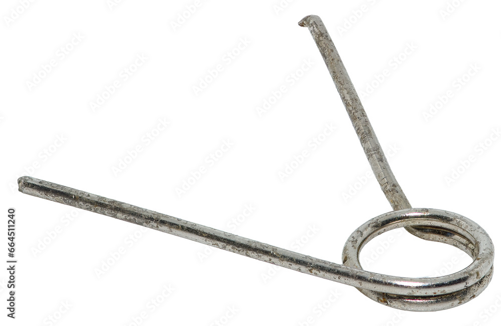 tiny metal old camera torsion springs on transparent background. macro ...