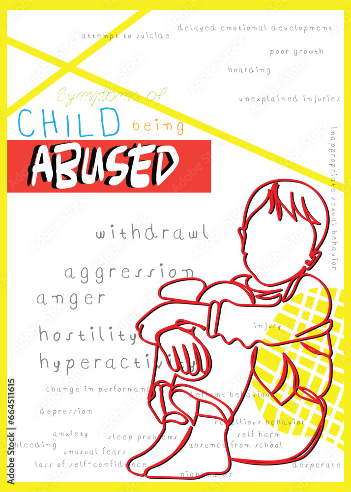 Child abuse poster art. Banner design elements. Vector art. Stop child ...