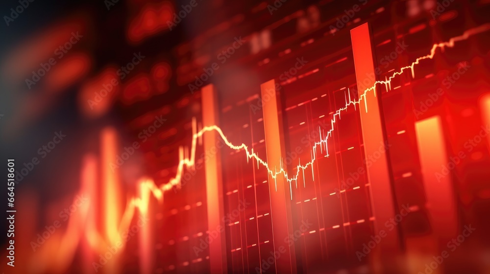 Stock Market Recession and Losses ,downtrend line graph on dark red ...