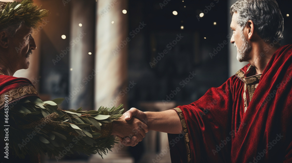 Roman Senators Exchanging Laurel Wreaths as Symbols of Friendship, The ...