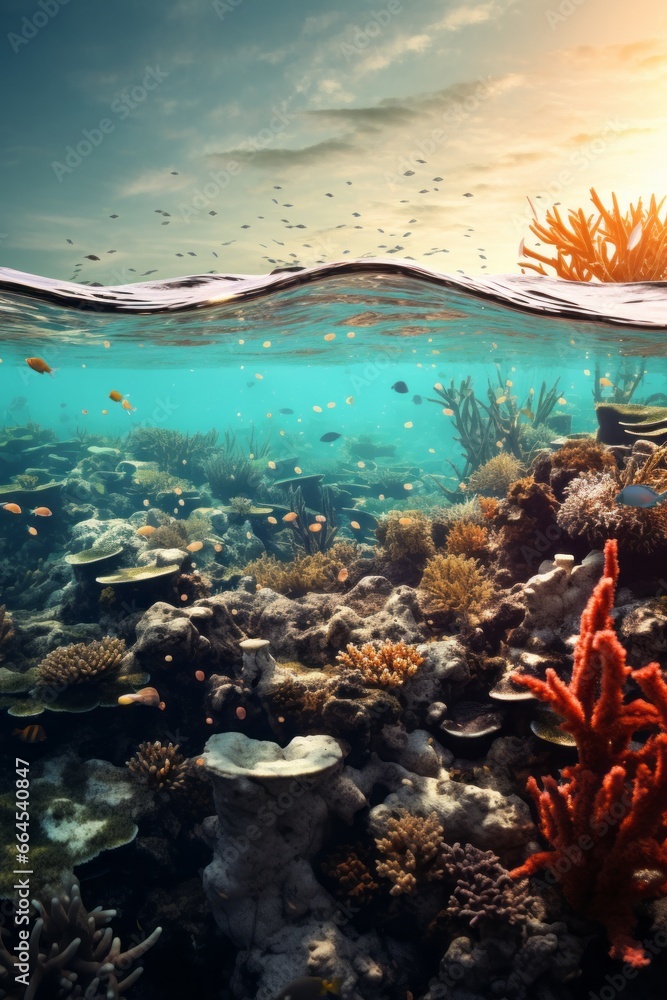 A heartbreaking image showcasing coral reefs affected by the influx of ...
