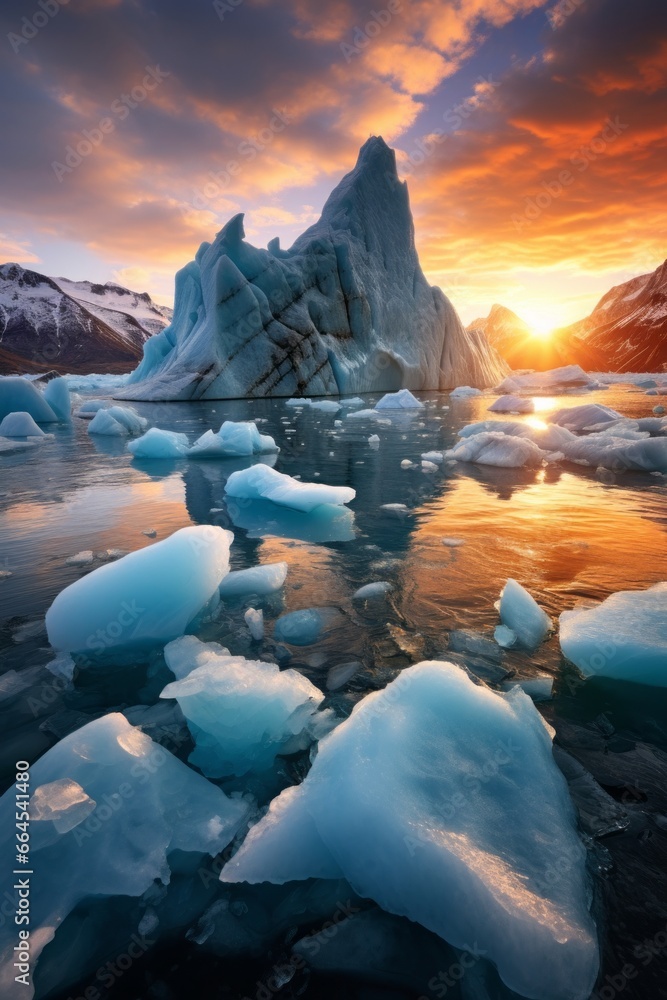 A captivating picture of a melting glacier, underlining the ...