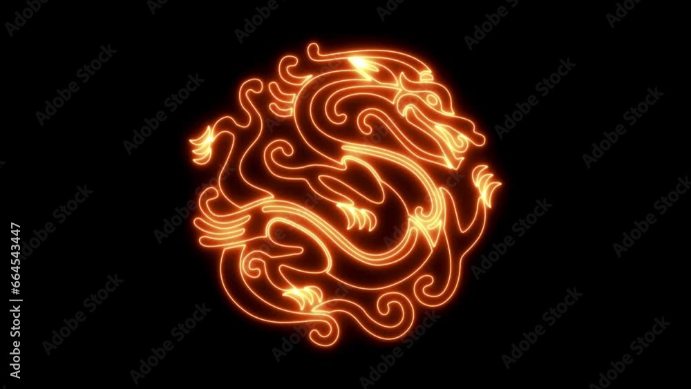 Neon light dragon animation. Animation collection concept with ...