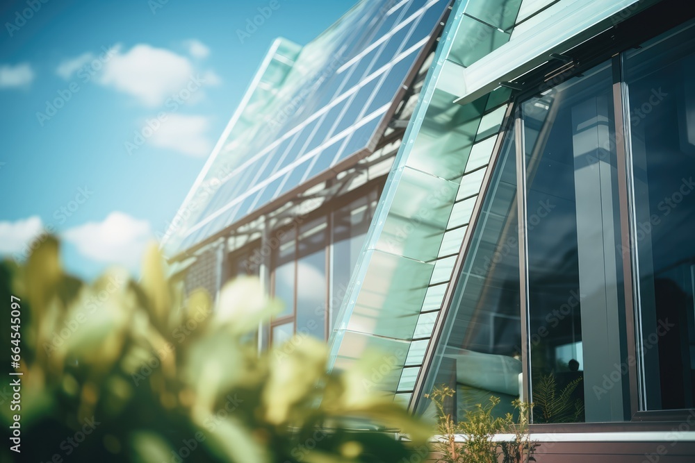 Solarpunk Aesthetics - Modern house with solar tiles, sustainable ...