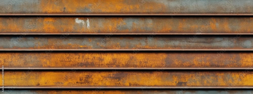Seamless horizontal slats metal floor plate background texture. Tileable rusted scratched grungy ...