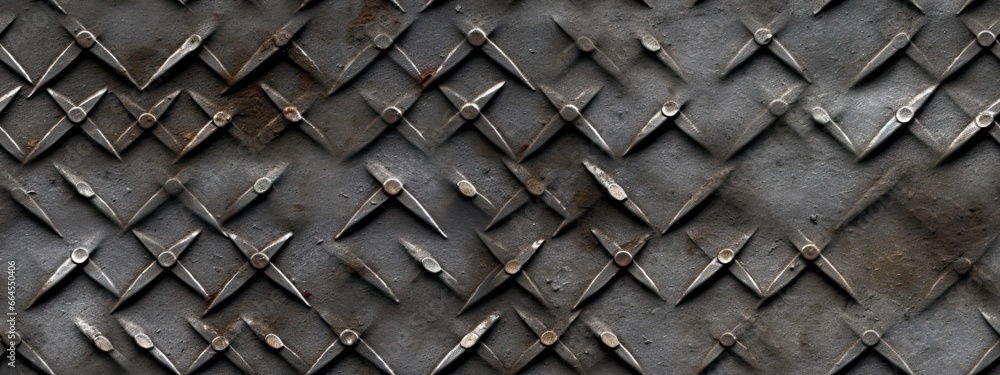 Seamless old worn grungy metal diamond plate pattern. Metallic ...
