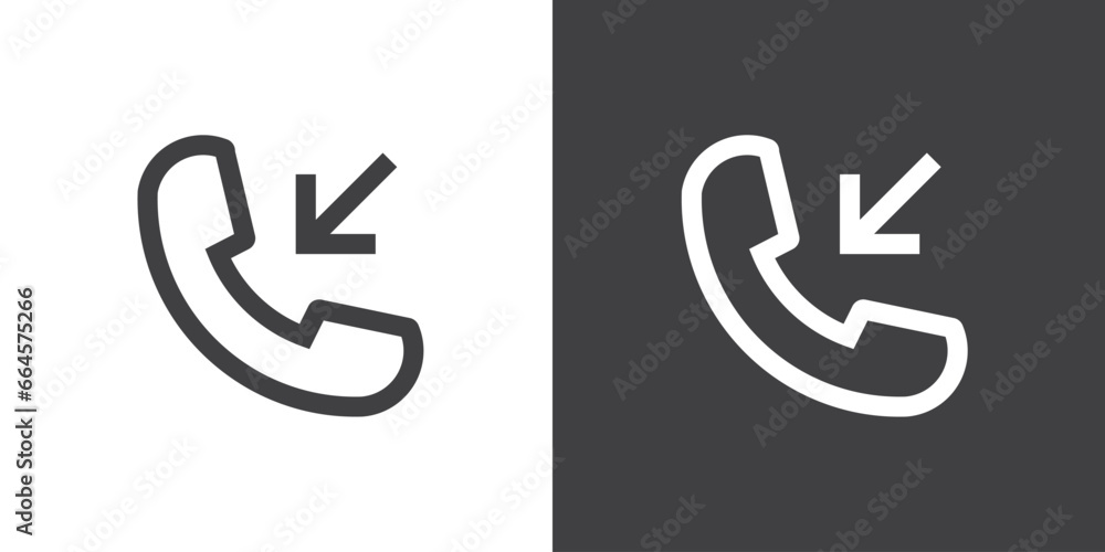 Incoming call icons. Telephone call icons with symbol of caller, Missed ...