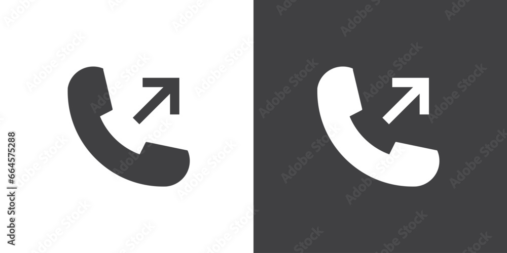 Outgoing call icon in flat style. Telephone call icons with symbol of caller, Phone sign ...