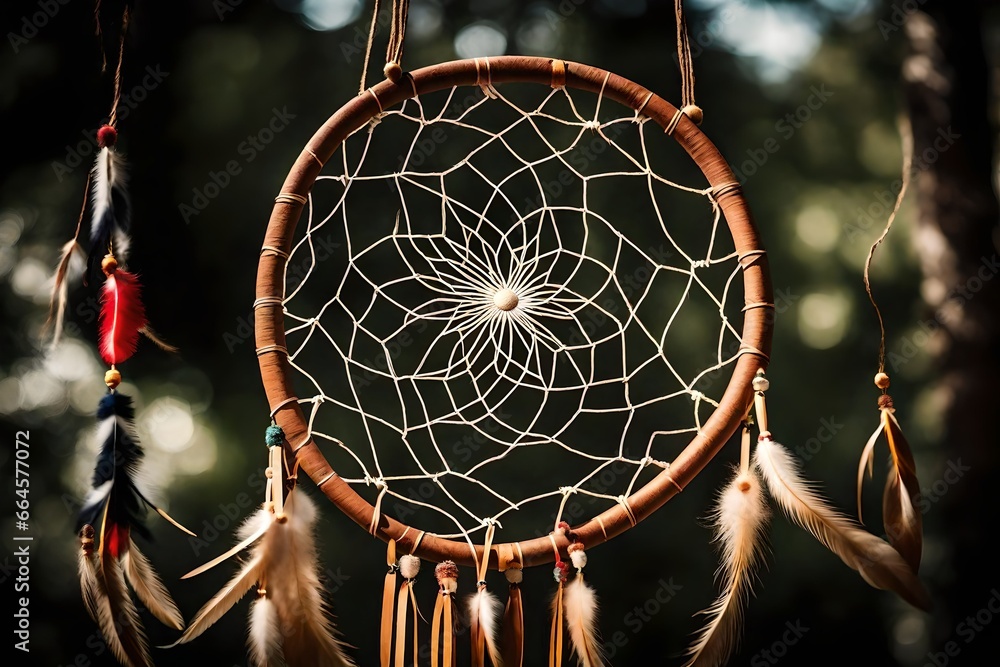 A dream catcher serving as the centerpiece of a traditional indigenous ...
