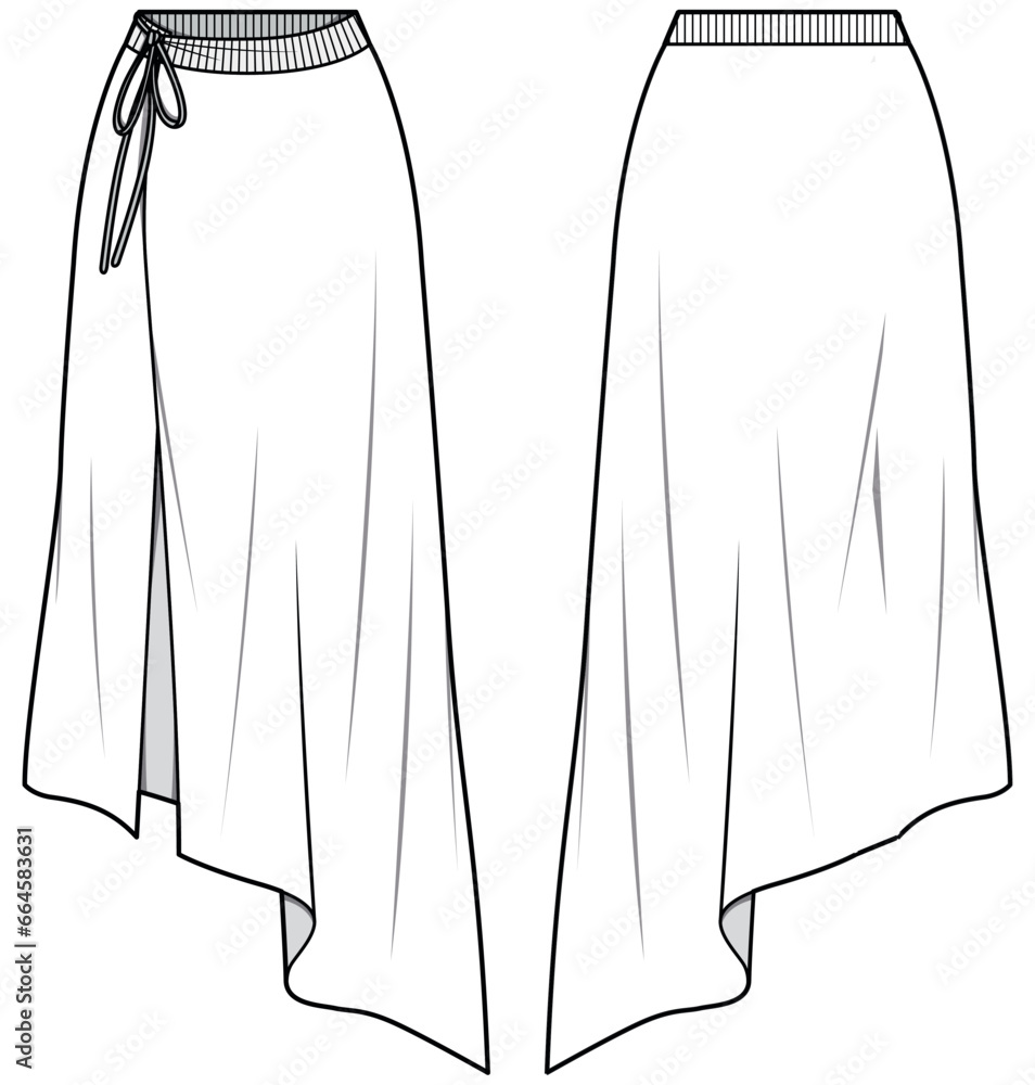 Women's front slit midi length asymmetric boho Skirt with knot waist ... Women's front slit midi length asymmetric boho Skirt with knot waist ...
