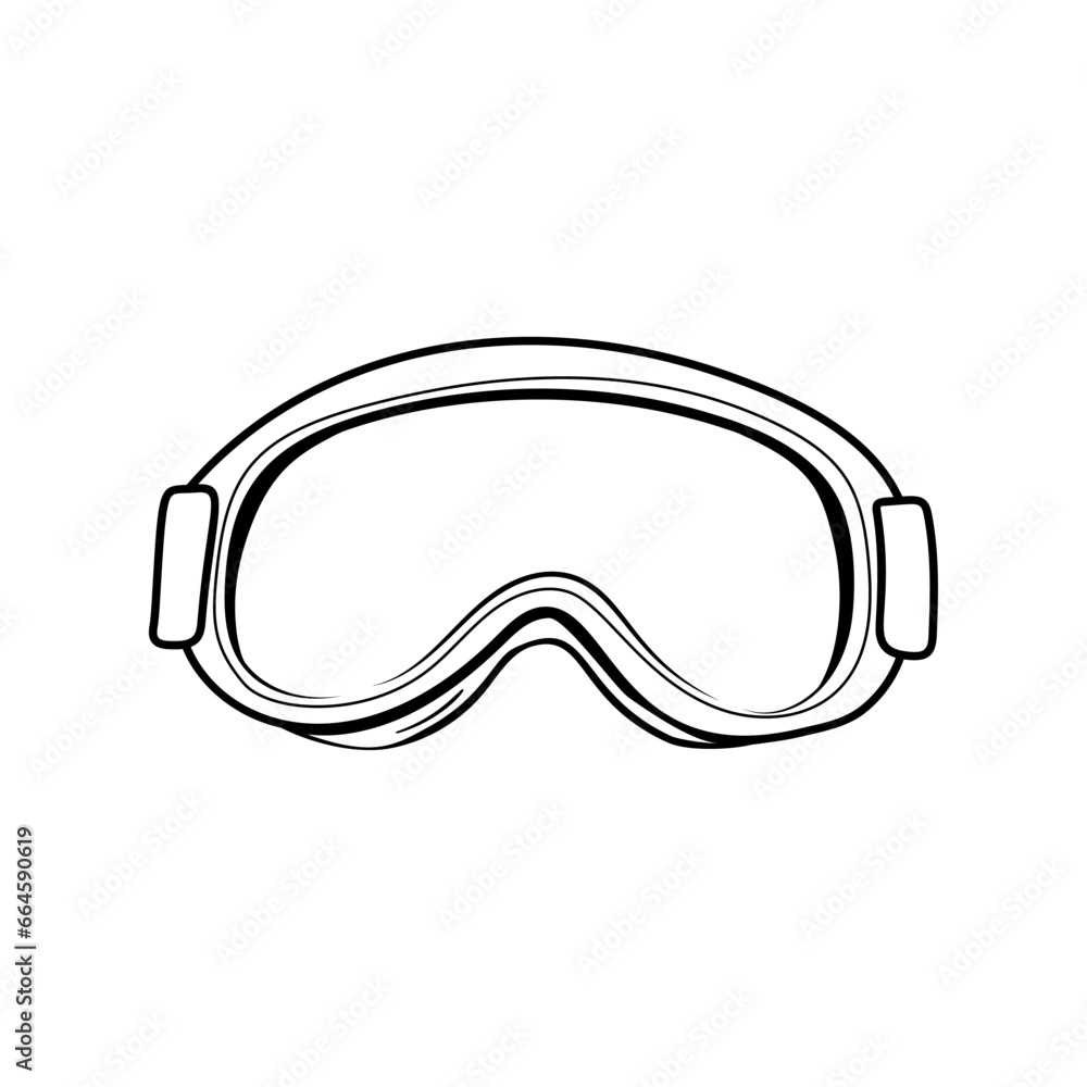 Ski goggle vector icon in doodle style. Symbol pigskin in simple design ...