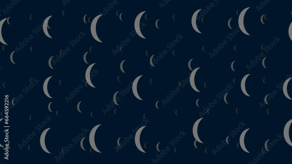 Crescent symbols float horizontally from left to right. Parallax fly ...