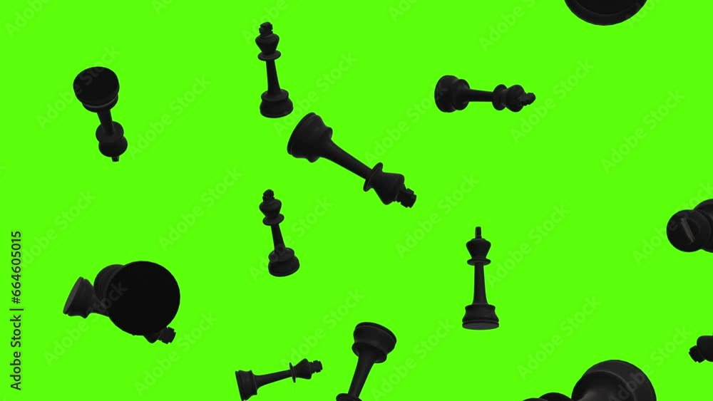 Black chess pieces, king pieces background. Falling black chess pieces ...