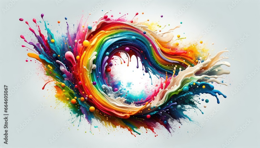 Artistic representation of an abstract rainbow using paint splatters ...