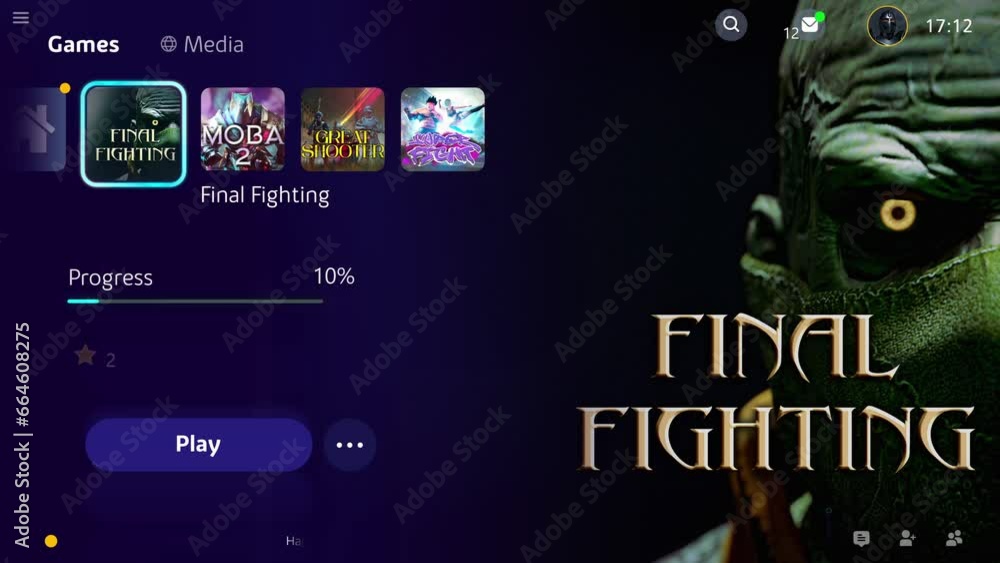 Choosing the modern shooter game from the console selection menu ...