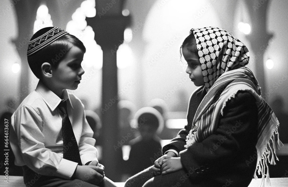 Photo & Art Print Title: "Jewish and Palestinian Children: Symbols of ...