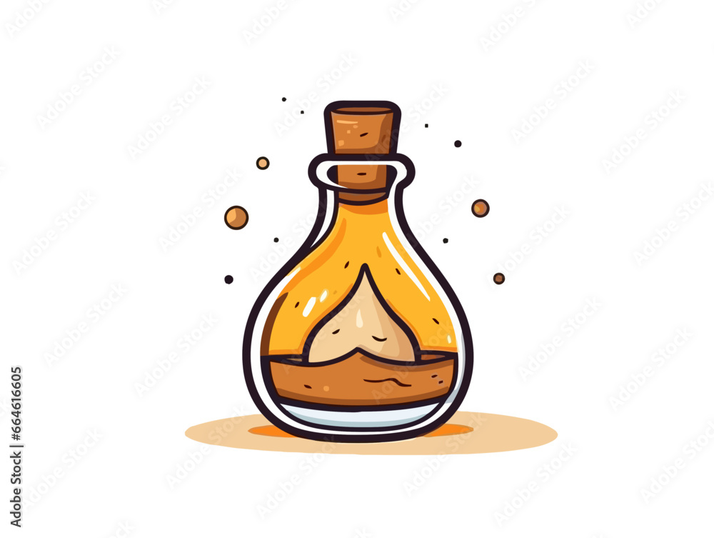 Doodle Myrrh bottle, cartoon sticker, sketch, vector, Illustration ...