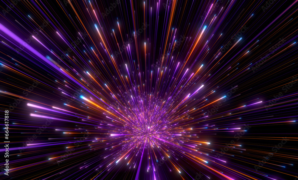 Abstract background in orange and purple neon glow colors. Speed of ...