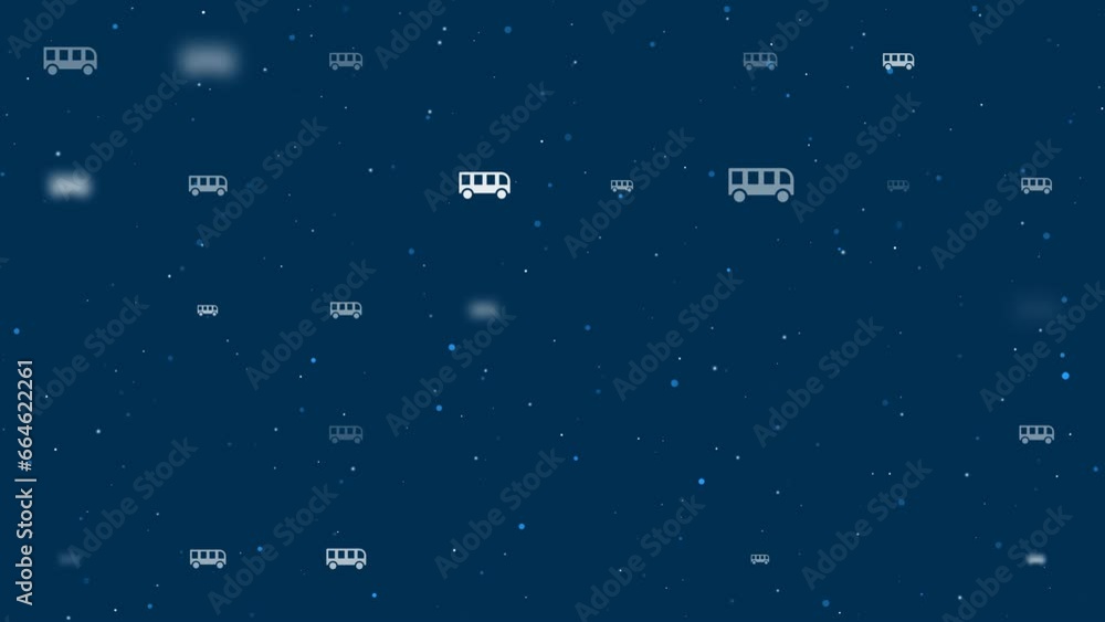 Template animation of evenly spaced bus symbols of different sizes and ...