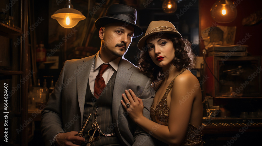 Underground Speakeasy: 1920s aesthetic, smoky atmosphere, jazz ...