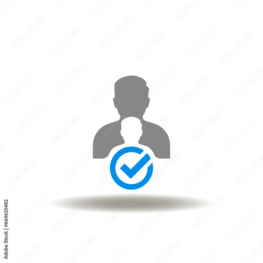 Vector illustration of men group and check mark. Icon of nearshoring ...