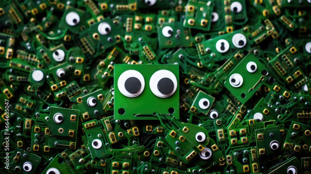 Macro closeup of a quirky computer hardware virus, nasty data ...