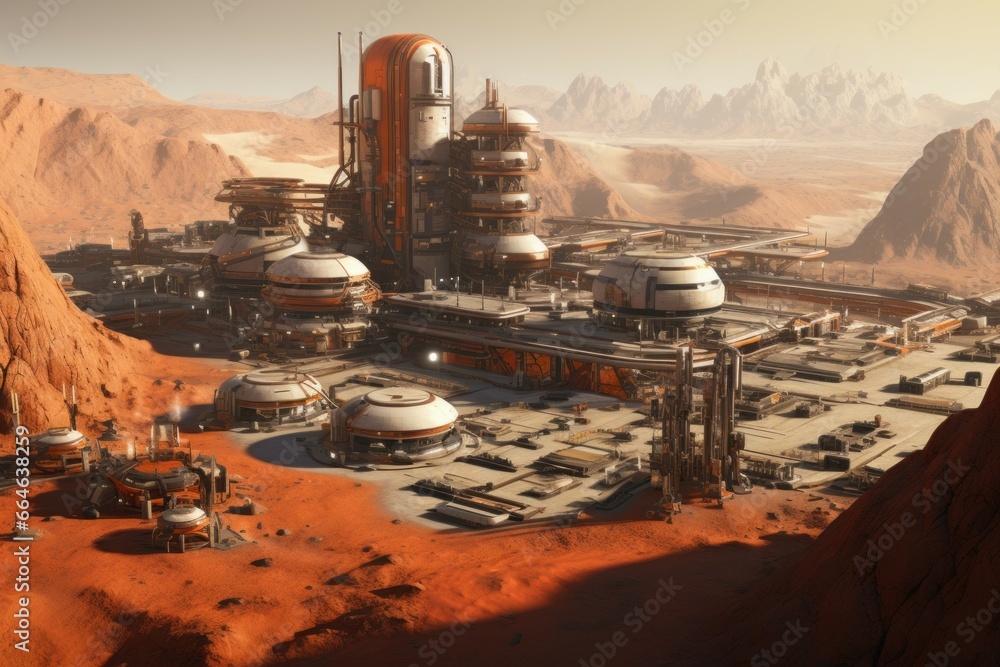 Innovative Colony base Mars. Future martian station. Generate Ai Stock ...