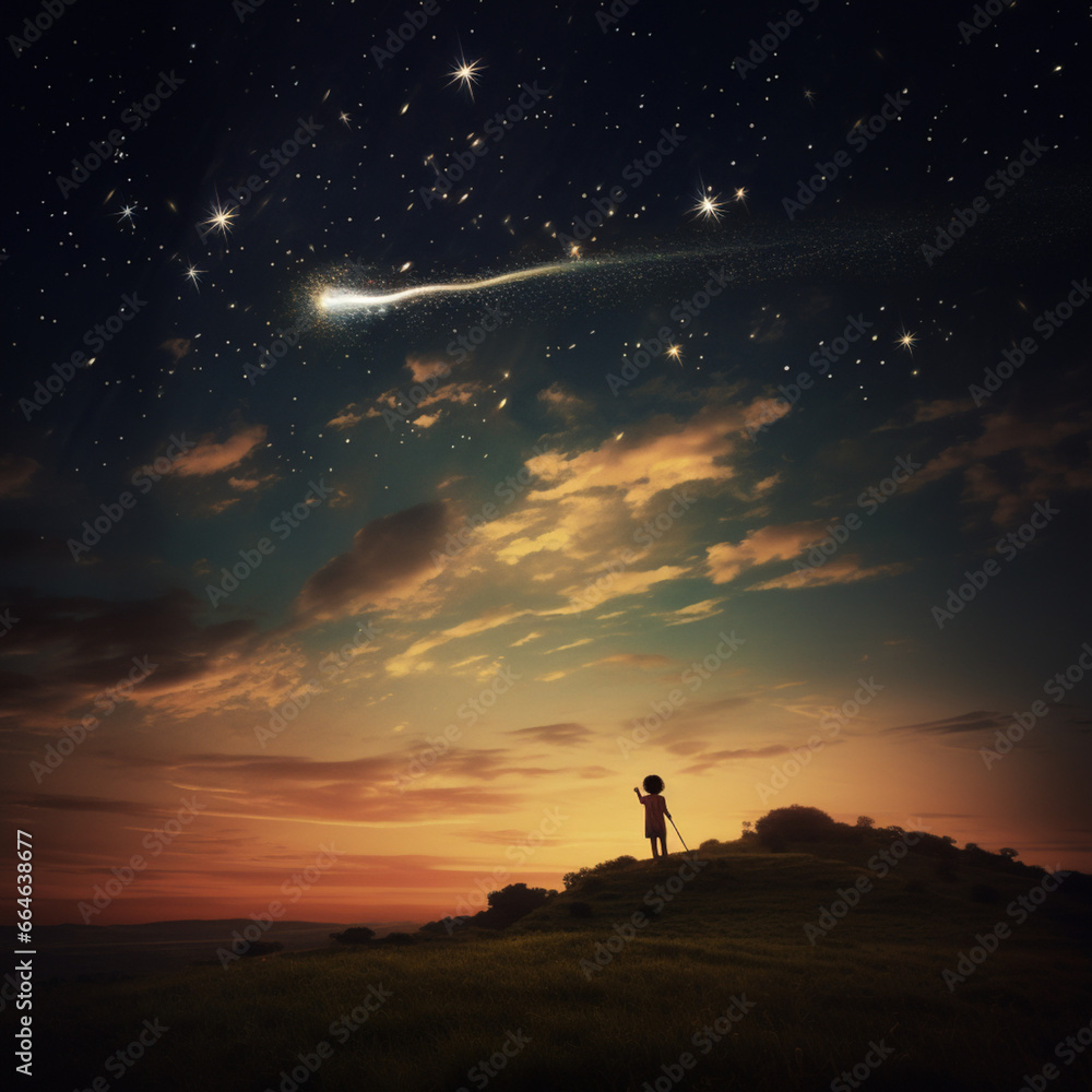 The picture captures the breathtaking trail of a shooting star ...