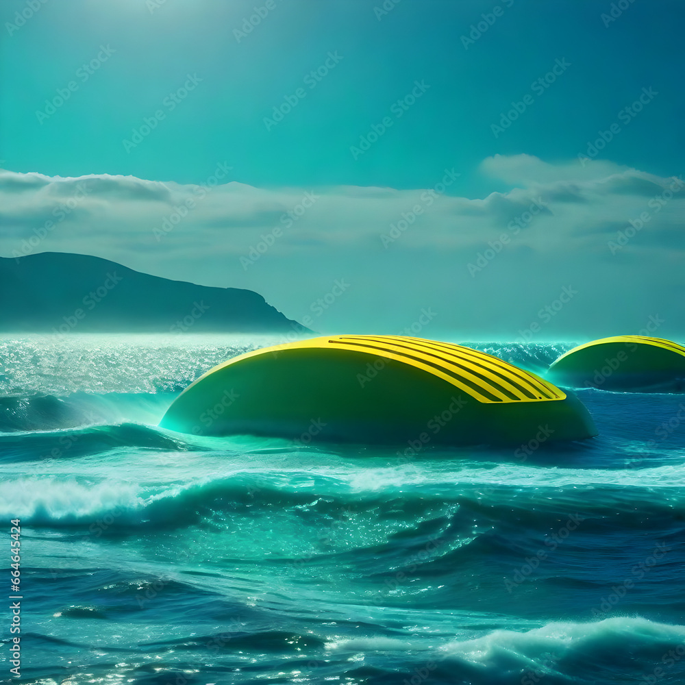 Wave Energy Wonders: Futuristic wave energy converters bobbing on the ...