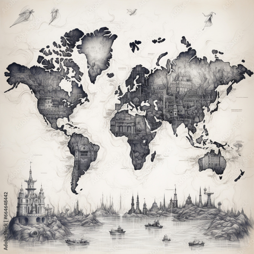 A picture of a world map showcases a detailed and accurate depiction of ...