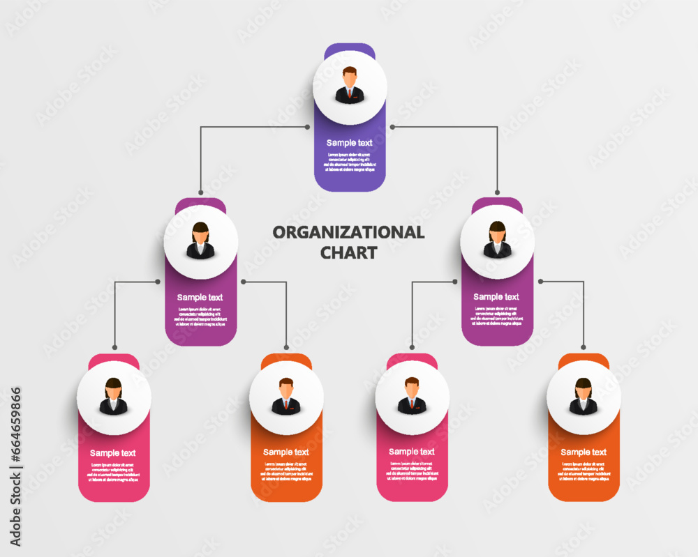 Organizational chart with business avatar icons. Business hierarchy ...
