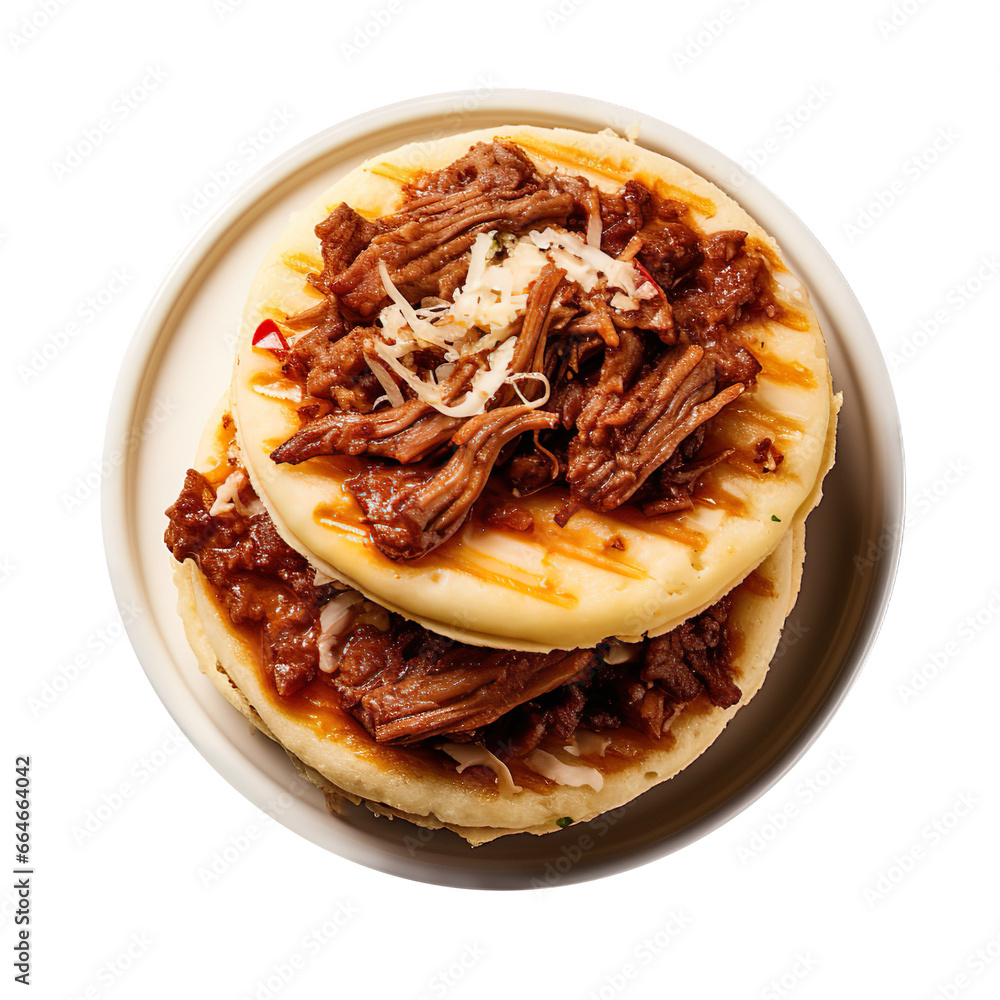 Top view Arepa Carne Mechada on a transparent background. Stock ...