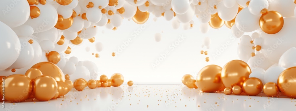 Podium birthday balloon gift gold background product festive golden ...