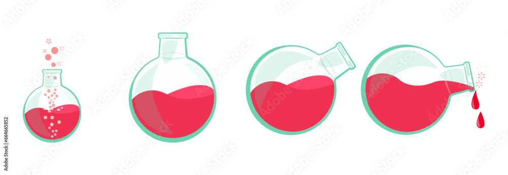Vector drawing of glass tubes, flasks for chemical experiments. Glass ...